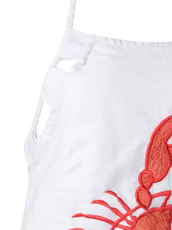 Brigitte Embroidered-Lobster Swim Dress - White | Editorialist