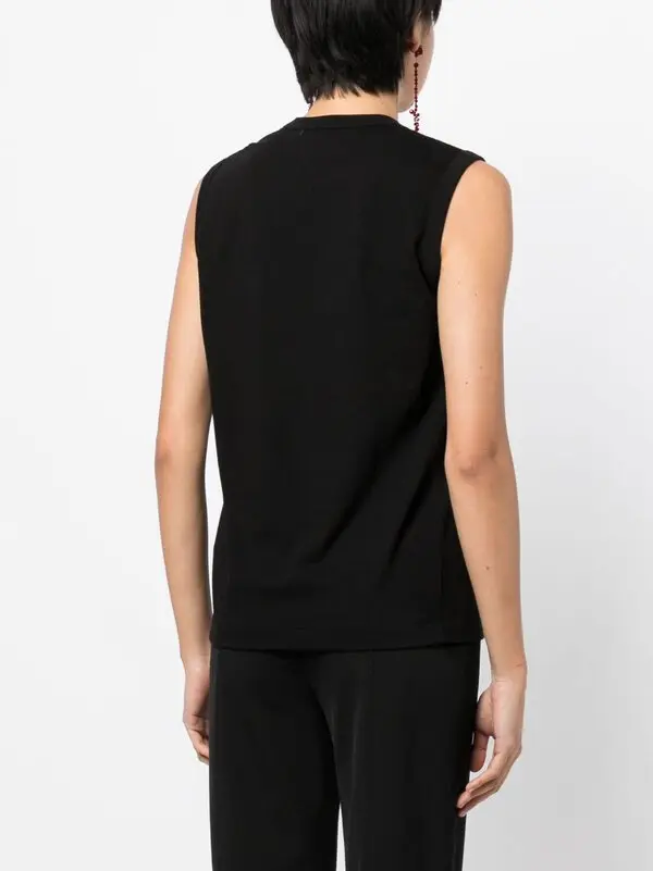 Comme Des Garçons Crewneck Cotton Vest Top - Black