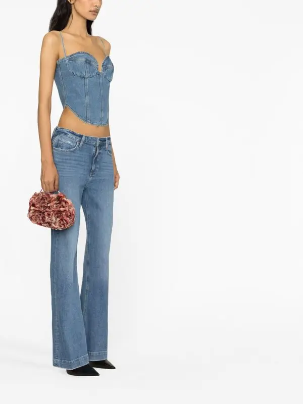 Magda Butrym Cropped Denim Bustier Top