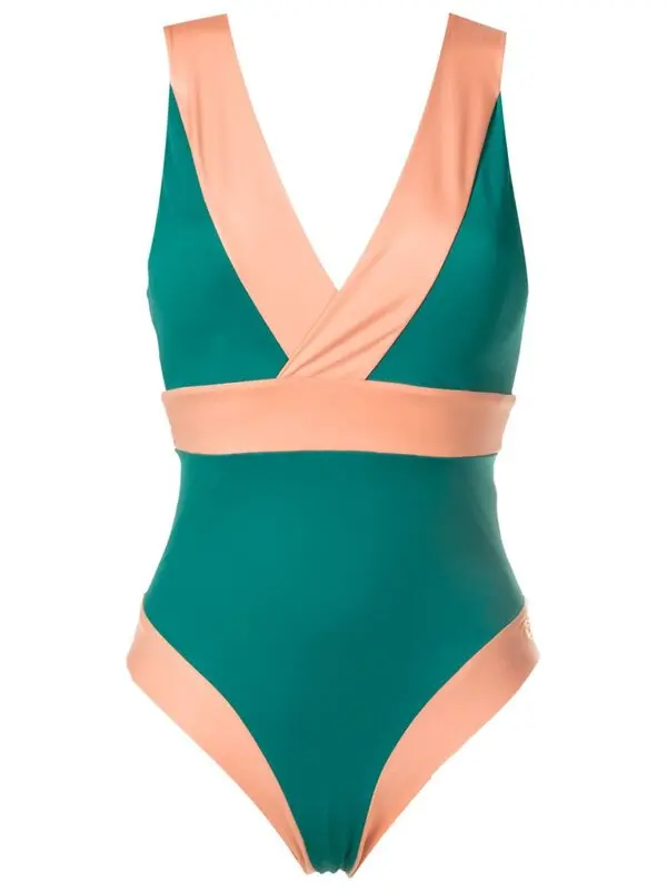 BRIGITTE Two-tone One-piece Swimsuit - Green