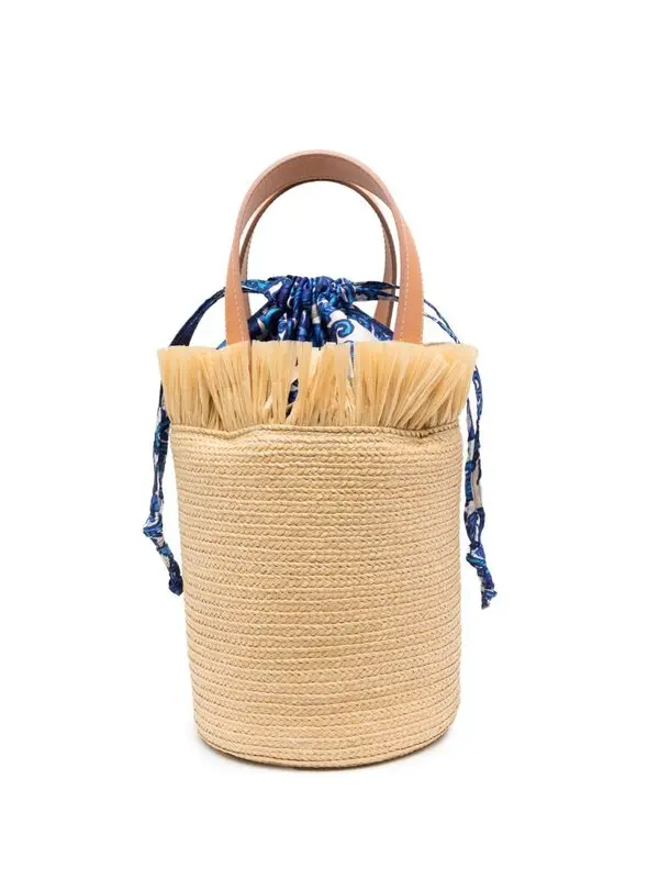 La DoubleJ Fringe Raffia Bucket Bag
