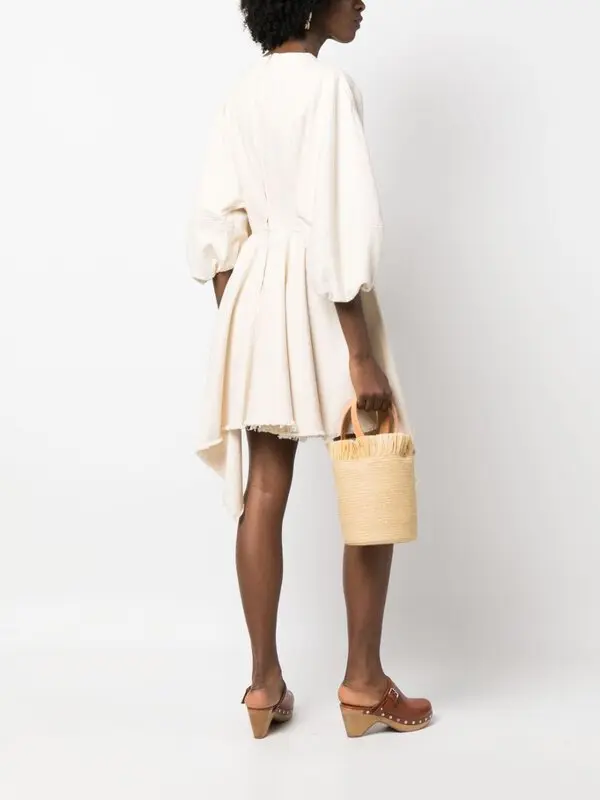 La DoubleJ Fringe Raffia Bucket Bag