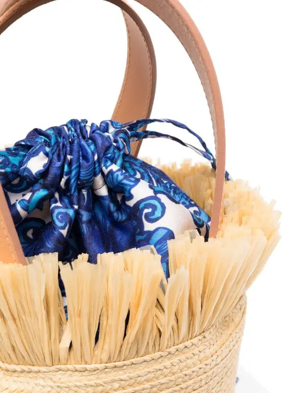 La DoubleJ Fringe Raffia Bucket Bag