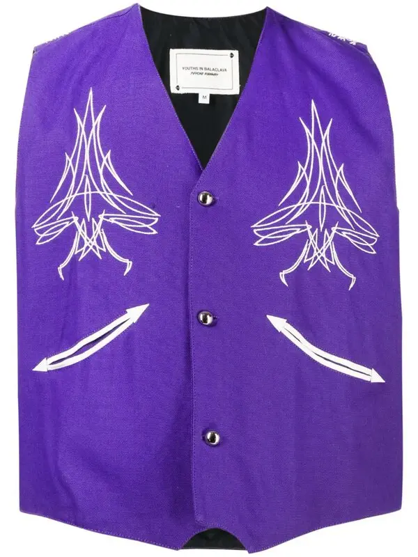 YOUTHS IN BALACLAVA Graphic-print Sleeveless Vest - Purple