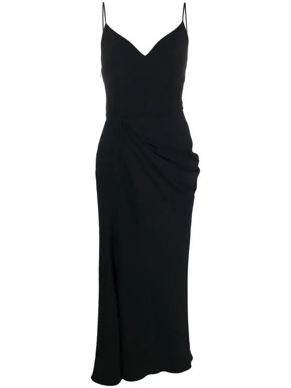 Alexander McQueen Draped Midi Dress - Black