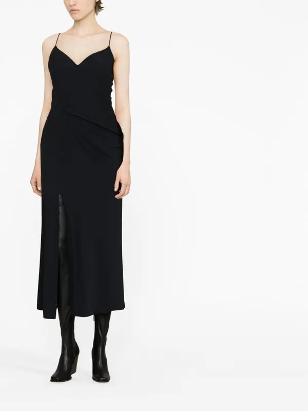 Alexander McQueen Draped Midi Dress - Black