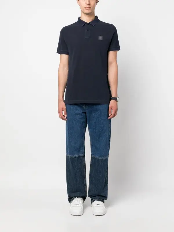 Stone Island Logo-patch Polo Shirt - Blue