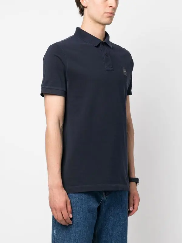 Stone Island Logo-patch Polo Shirt - Blue