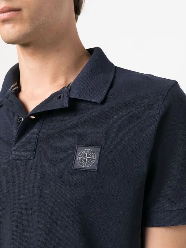 Stone Island Logo-patch Polo Shirt - Blue