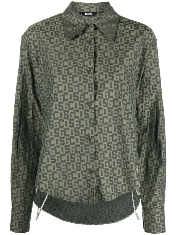 Gcds Crystal-chain Monogram Shirt