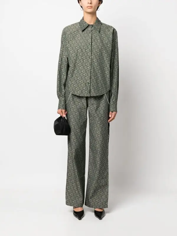 Gcds Crystal-chain Monogram Shirt