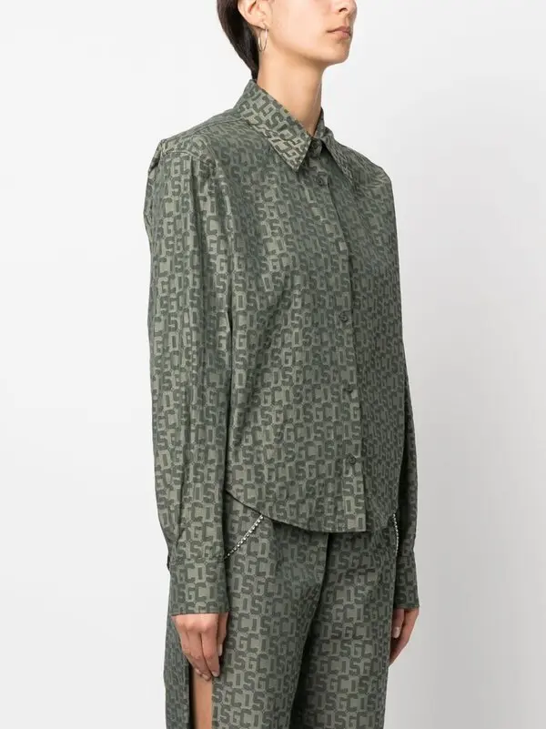 Gcds Crystal-chain Monogram Shirt