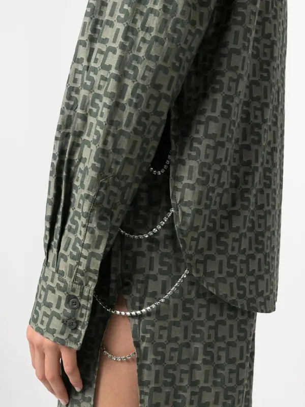 Gcds Crystal-chain Monogram Shirt