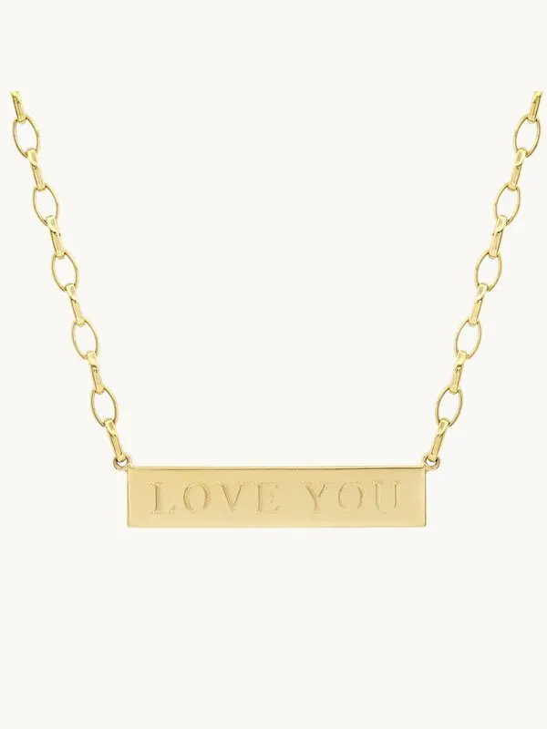 JENNIFER MEYER Edith Link Nameplate Necklace - 18k Yellow Gold