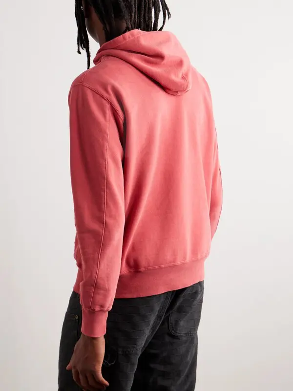 Remi Relief Printed Cotton-Jersey Hoodie In Red - 70% Off