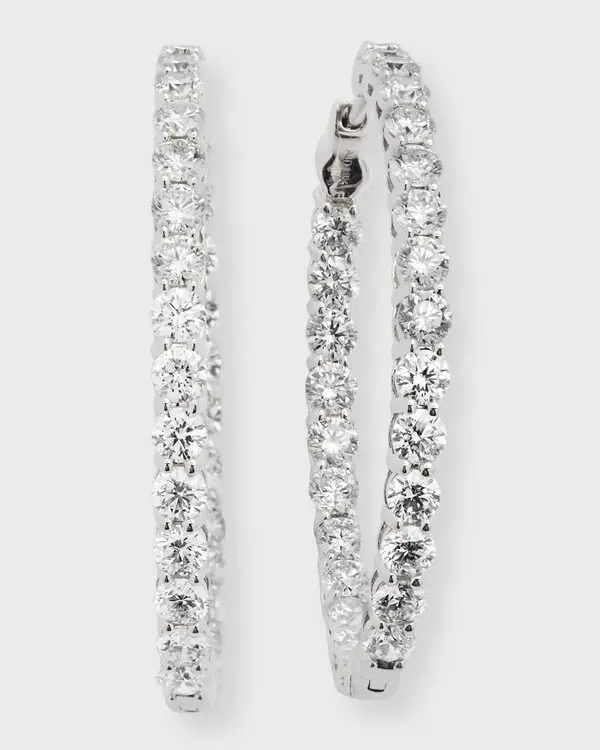 Neiman Marcus 18k 5.25 Tcw Hoop Earrings - Diamond