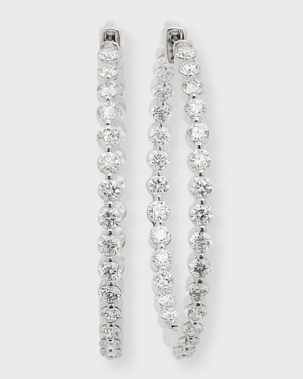 Neiman Marcus 18k Diamond Hoop Earrings - White Gold