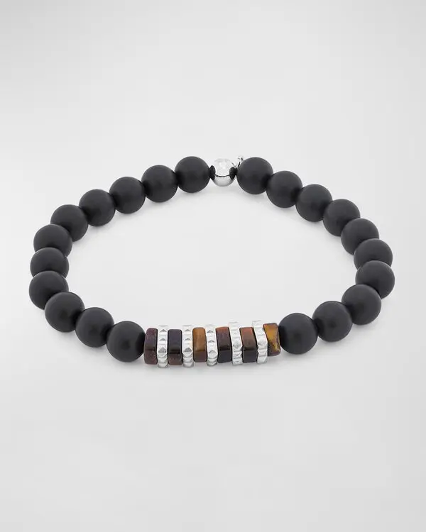 Tateossian Tiger's Eye Beaded Bracelet - Brown