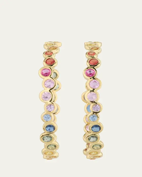 Ippolita 18k Gold Starlet Hoop Earrings With Sapphires - Rainbow