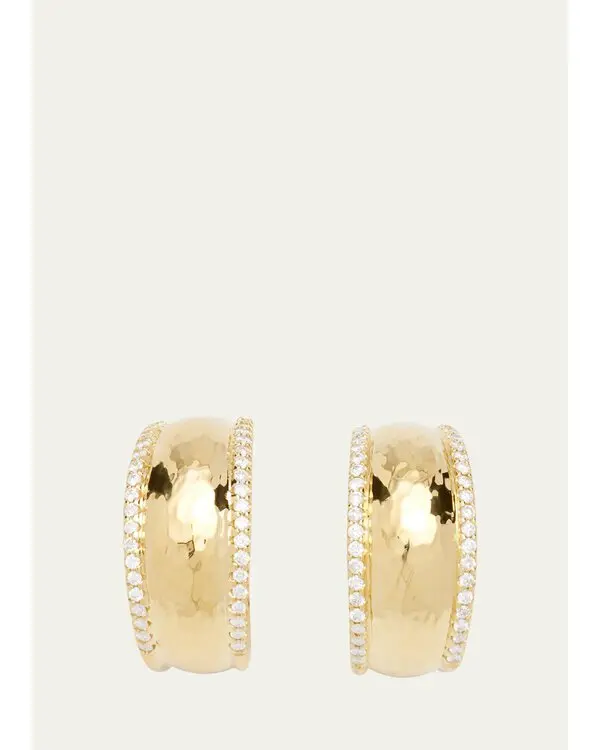 Ippolita 18k Stardust Goddess Hammered Huggie Earrings - Gold