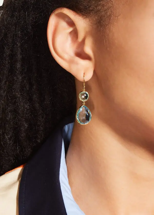 Ippolita Rock Candy Teardrop Earrings In 18k Gold - Blue Topaz