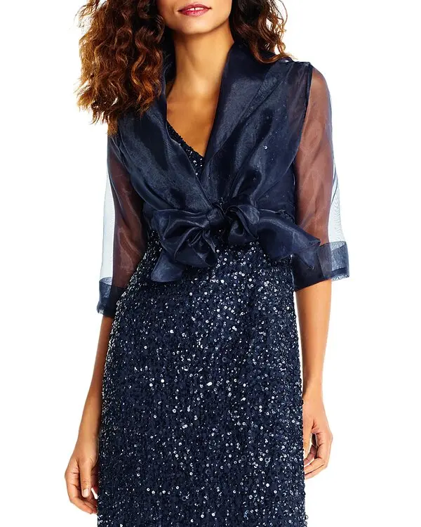 Adrianna Papell Organza Wrap Jacket - Midnight
