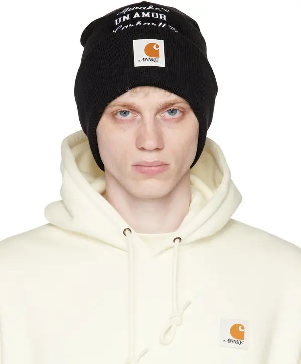 Awake Ny Carhartt Wip Edition 'Un Amor' Beanie In Black 42% Off