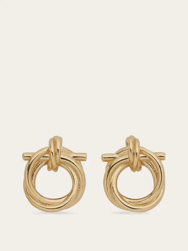 FERRAGAMO Twisted Gancini Earrings - Gold