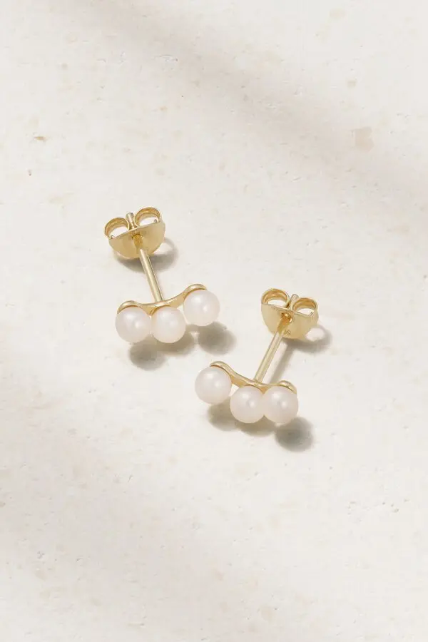 Mateo Trio 14-karat Pearl Earrings - Gold