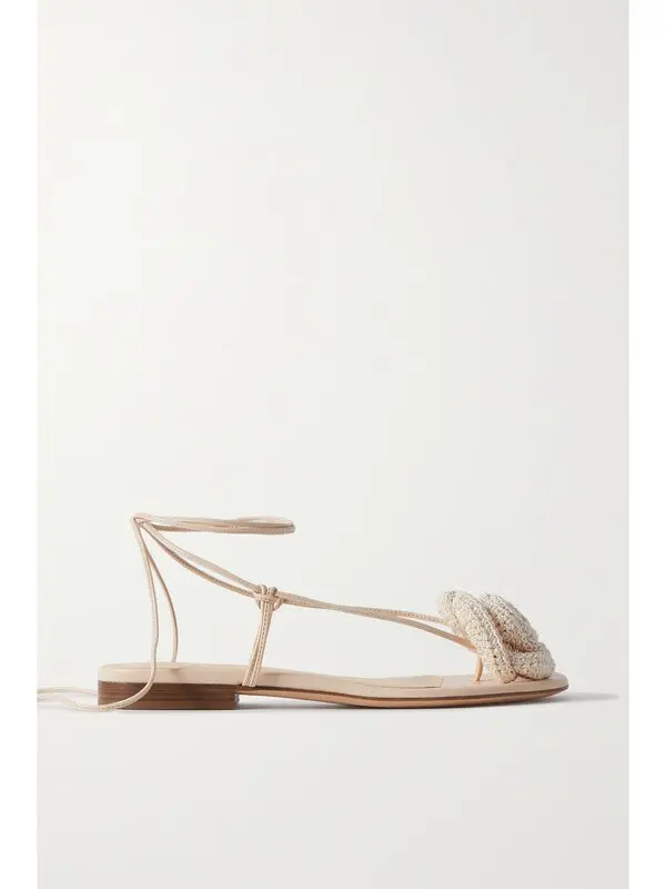 Magda Butrym Crocheted Cotton-blend And Leather Sandals - Neutrals