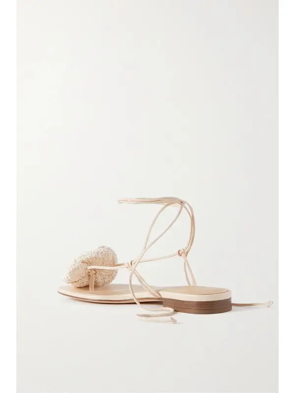 Magda Butrym Crocheted Cotton-blend And Leather Sandals - Neutrals