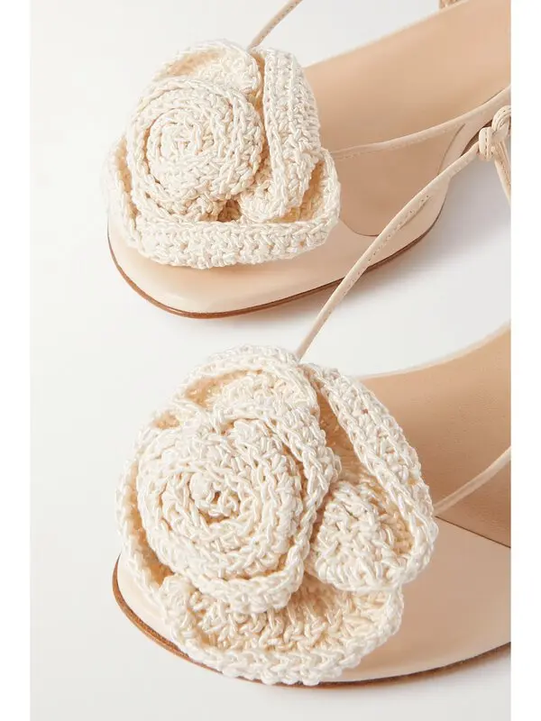 Magda Butrym Crocheted Cotton-blend And Leather Sandals - Neutrals