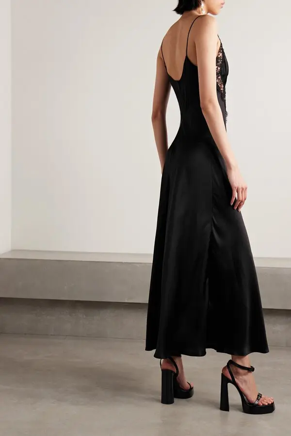 Rodarte Cutout Lace-Trimmed Silk-Satin Maxi Dress In Black - 30% Off |  Editorialist