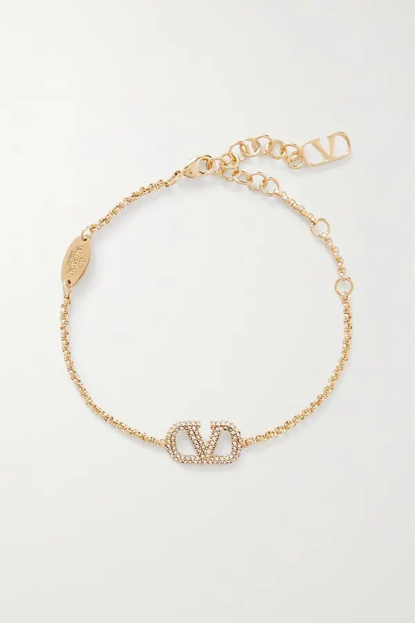 Valentino Garavani Vlogo Swarovski Crystal Bracelet - Gold