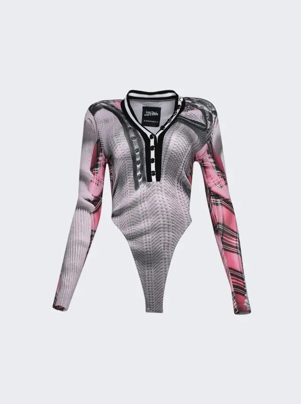 Y/project X Jean Paul Gaultier Trompe-l'oeil Cardigan Bodysuit - Pink