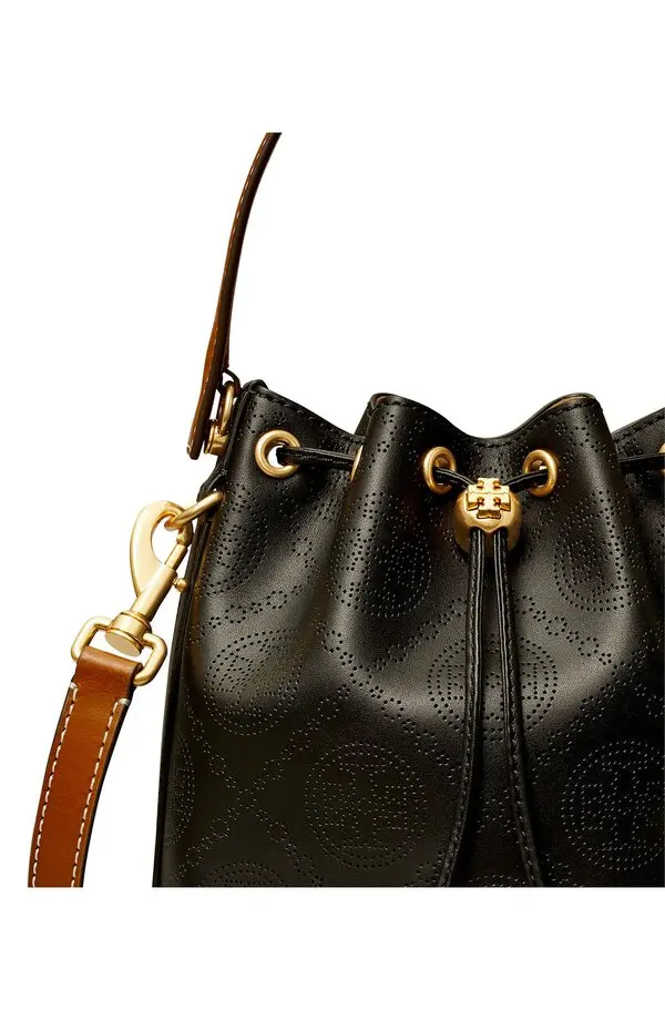 Tory Burch T Monogram Perforated Leather Bucket Bag