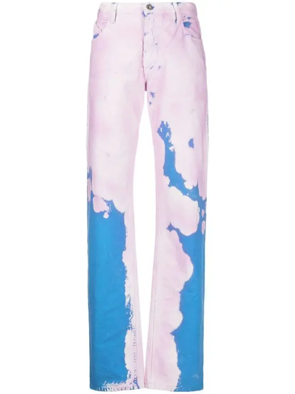 Attico Tie-dye Denim Jeans - Blue