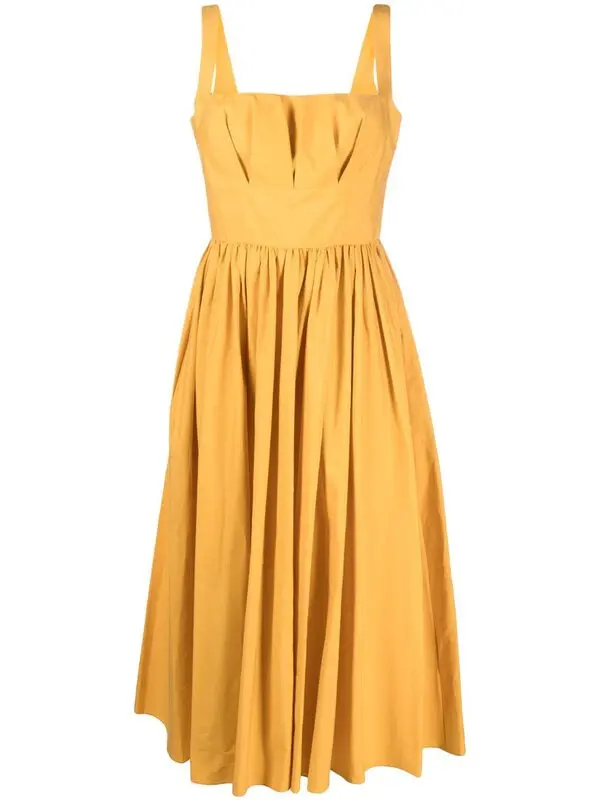 knee length dresses for ladies Boden Women's Ula Box Pleat Cord Midi Dress in Blue main image 1