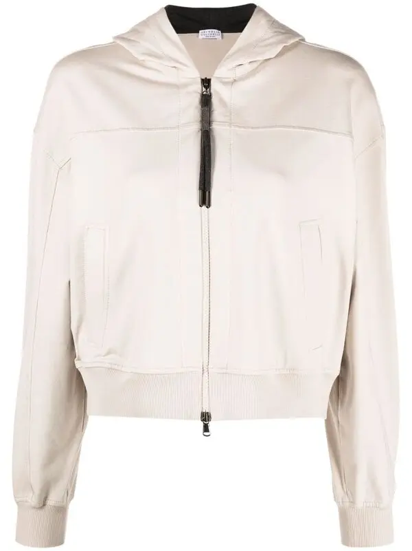 Brunello Cucinelli Zip-fastening Hooded Sweatshirt - Neutrals