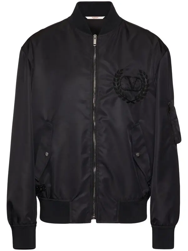Valentino Garavani Sequin-embellished Zip-up Bomber Jacket