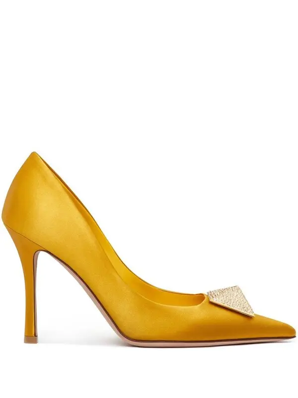 Valentino Garavani 100mm One Stud Satin Pumps - Yellow
