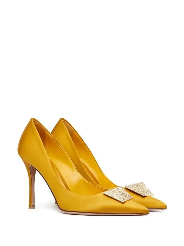 Valentino Garavani 100mm One Stud Satin Pumps - Yellow