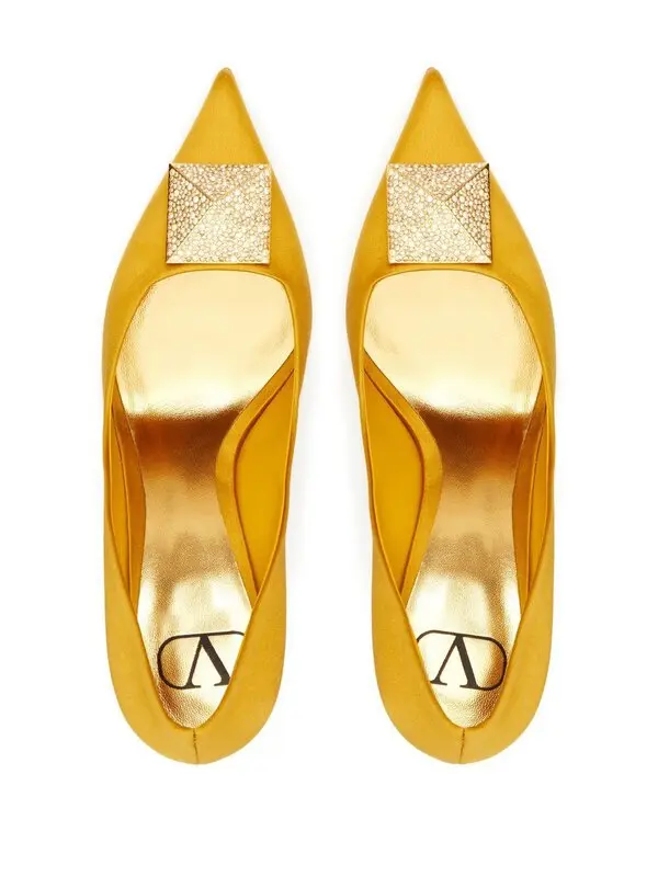 Valentino Garavani 100mm One Stud Satin Pumps - Yellow