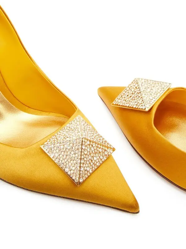 Valentino Garavani 100mm One Stud Satin Pumps - Yellow