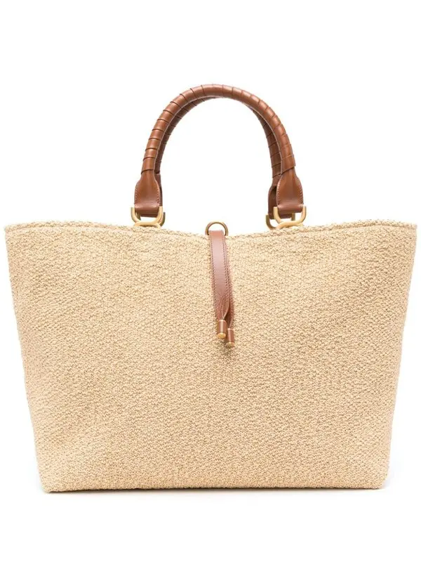 Chloé Marcie Bouclé-effect Linen Tote Bag
