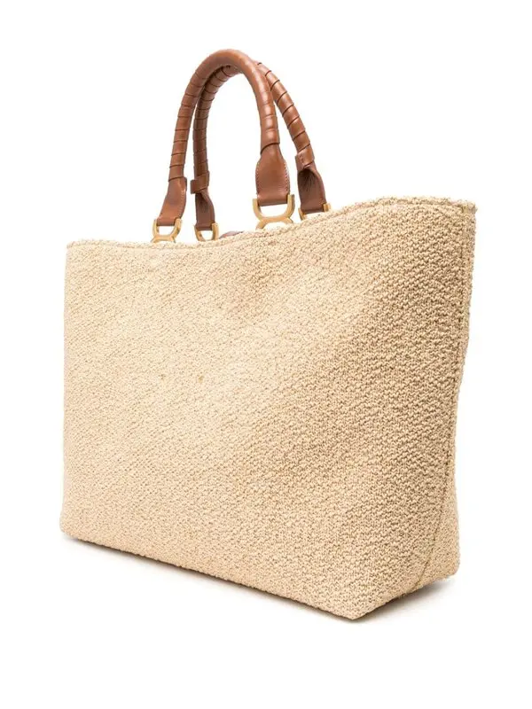 Chloé Marcie Bouclé-effect Linen Tote Bag
