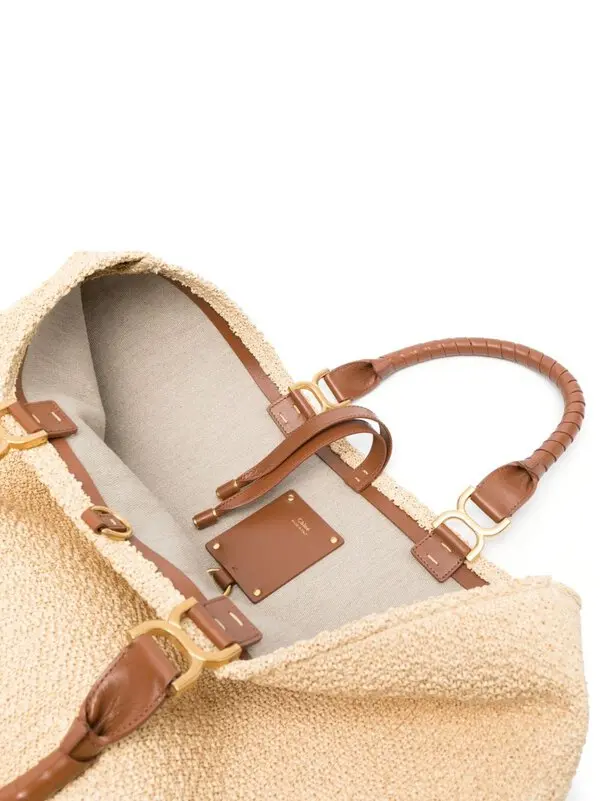 Chloé Marcie Bouclé-effect Linen Tote Bag