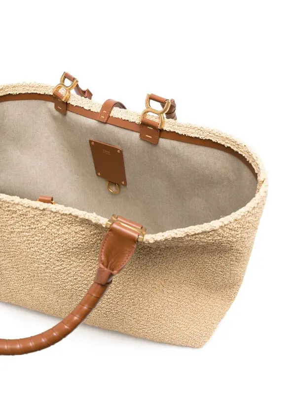 Chloé Marcie Bouclé-effect Linen Tote Bag