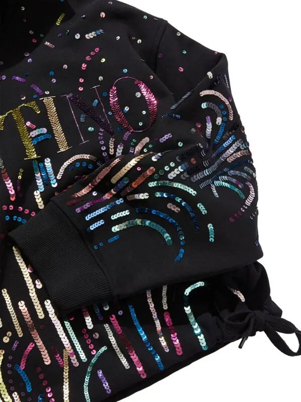 Valentino Garavani Sequin Embellished Cotton Hoodie