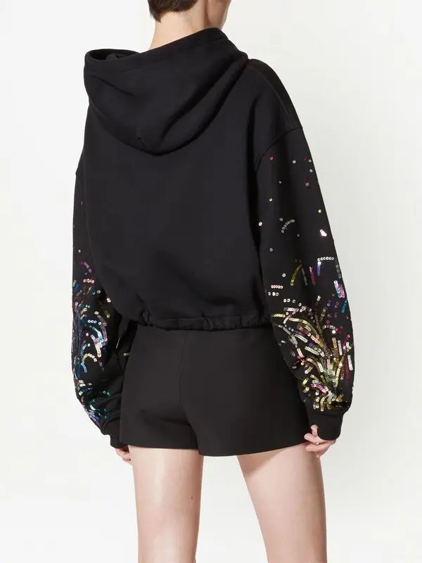 Valentino Garavani Sequin Embellished Cotton Hoodie